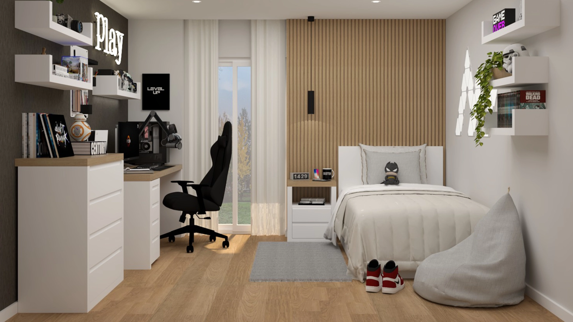 Quarto "Game Over" - Oficina Rustica